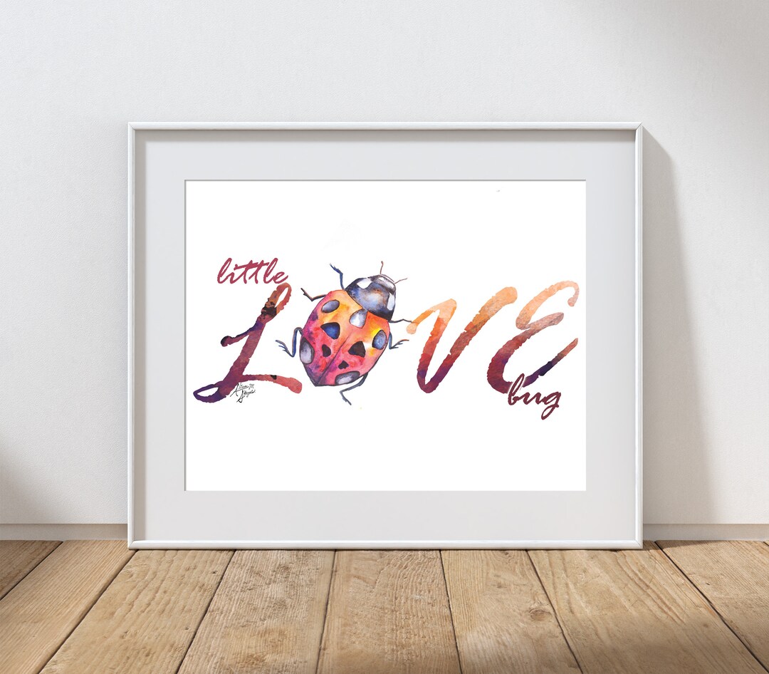Little Love Bug Watercolor Ladybug Art Print ~ Love Bug Valentine Gift ...
