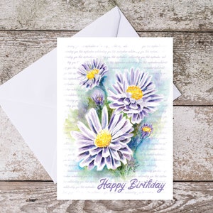 September Birthday Card Birth Month Flower Card ~ Painted Flower Happy ...