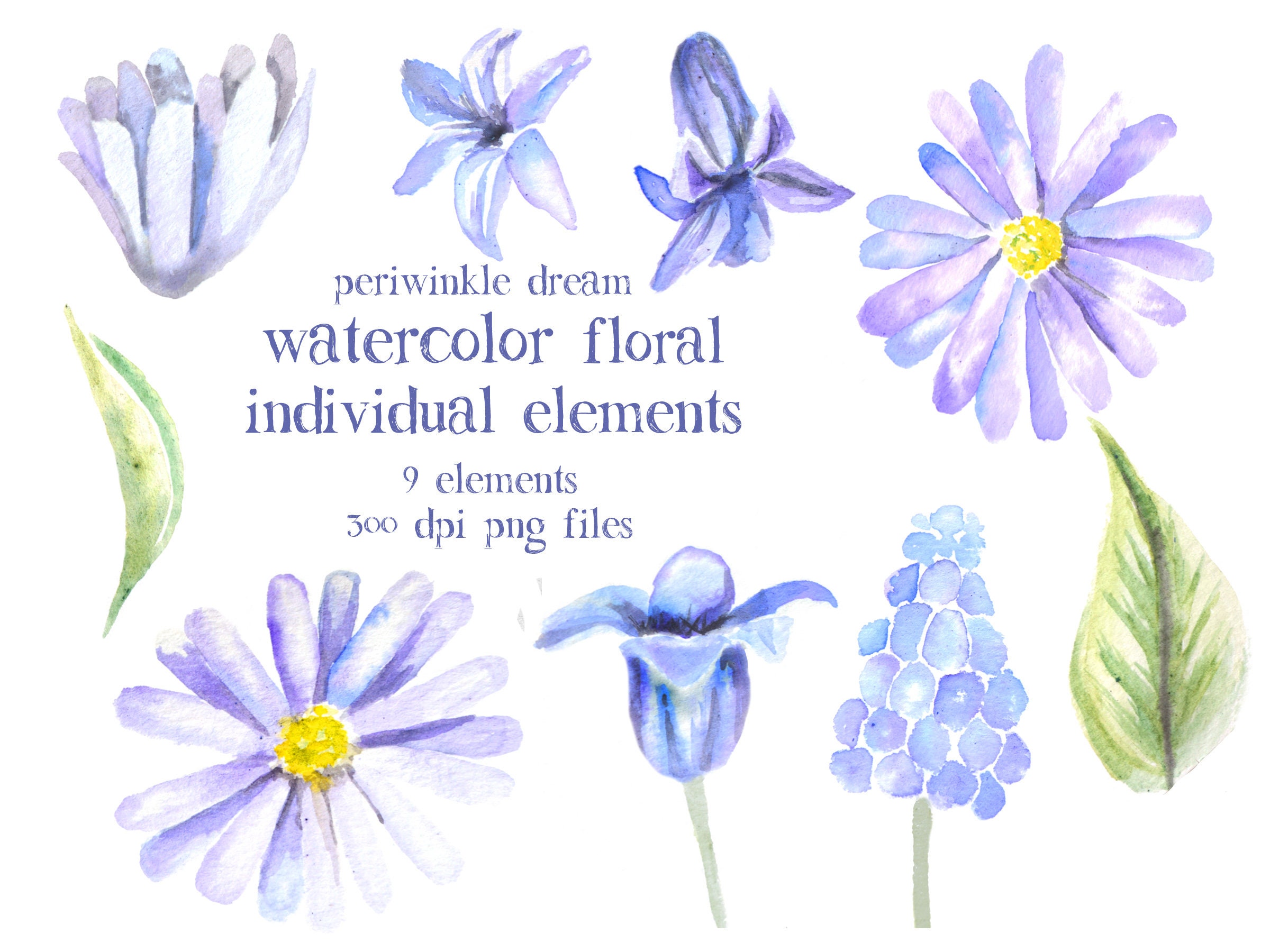 Watercolor Floral Boho Blue Indigo Clipart Bundle ~ Flower SVG Blue ...