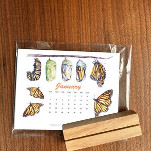 2025 Desk Calendar | Small Monarch Butterfly Watercolor Desktop ...
