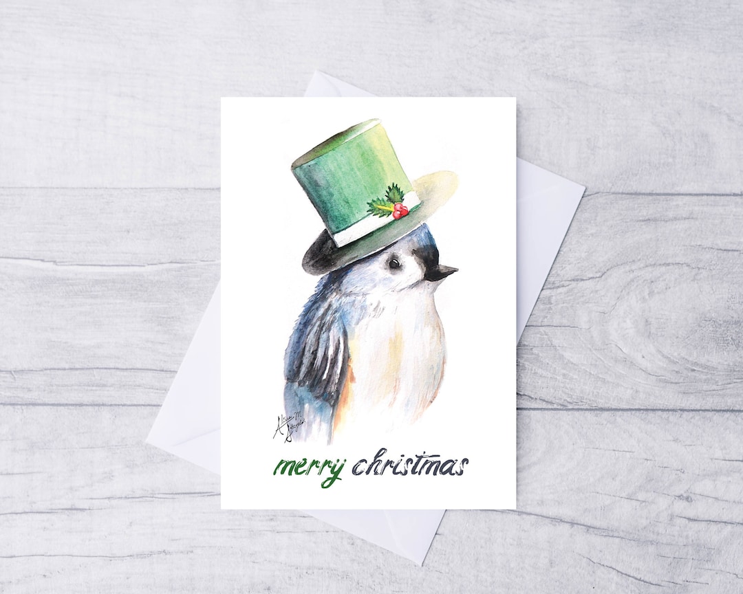 Winter Bird Printable Merry Christmas Card, Watercolor Bird Christmas ...