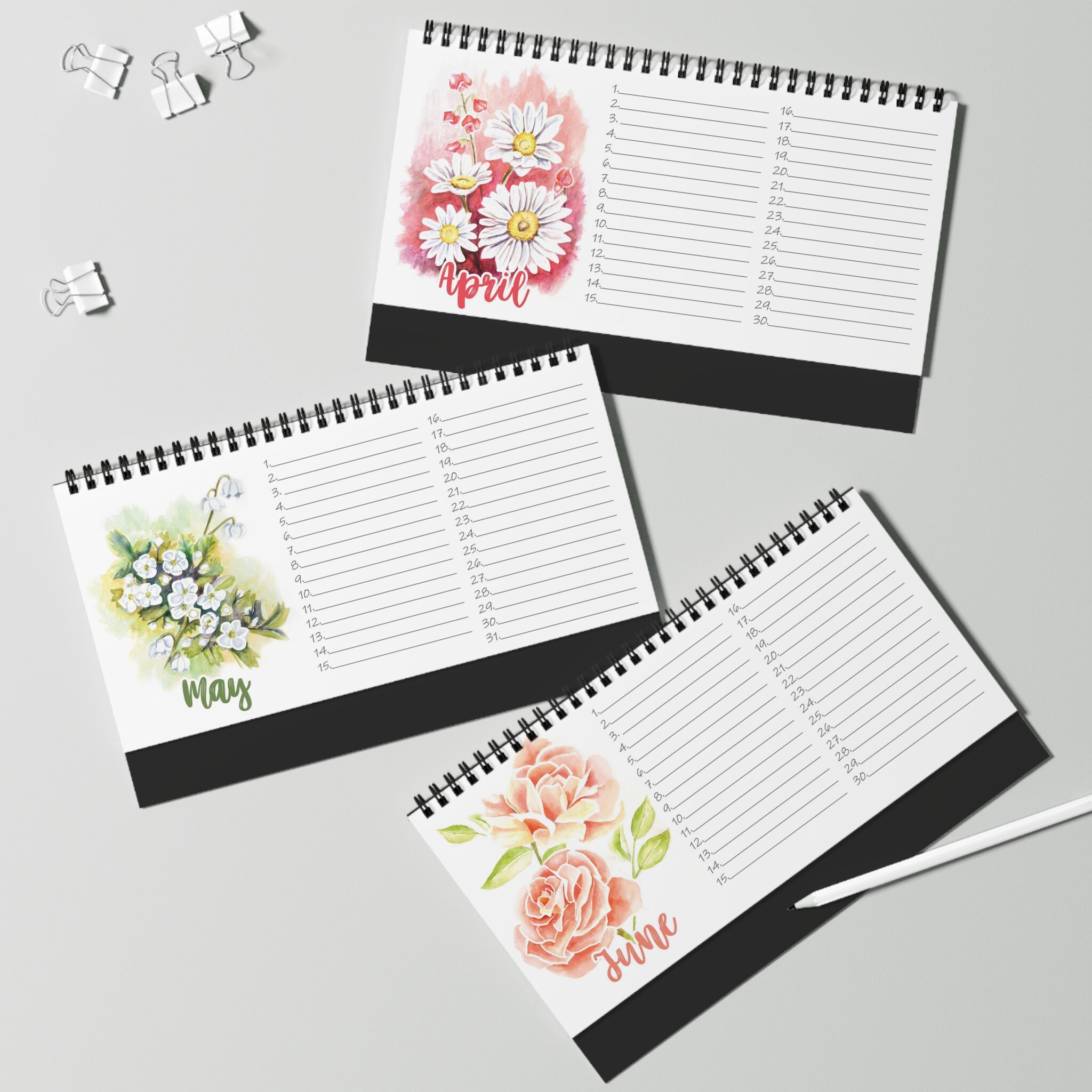 Birth Month Flower Celebration Calendar Desk Calendar Floral Perpetual ...