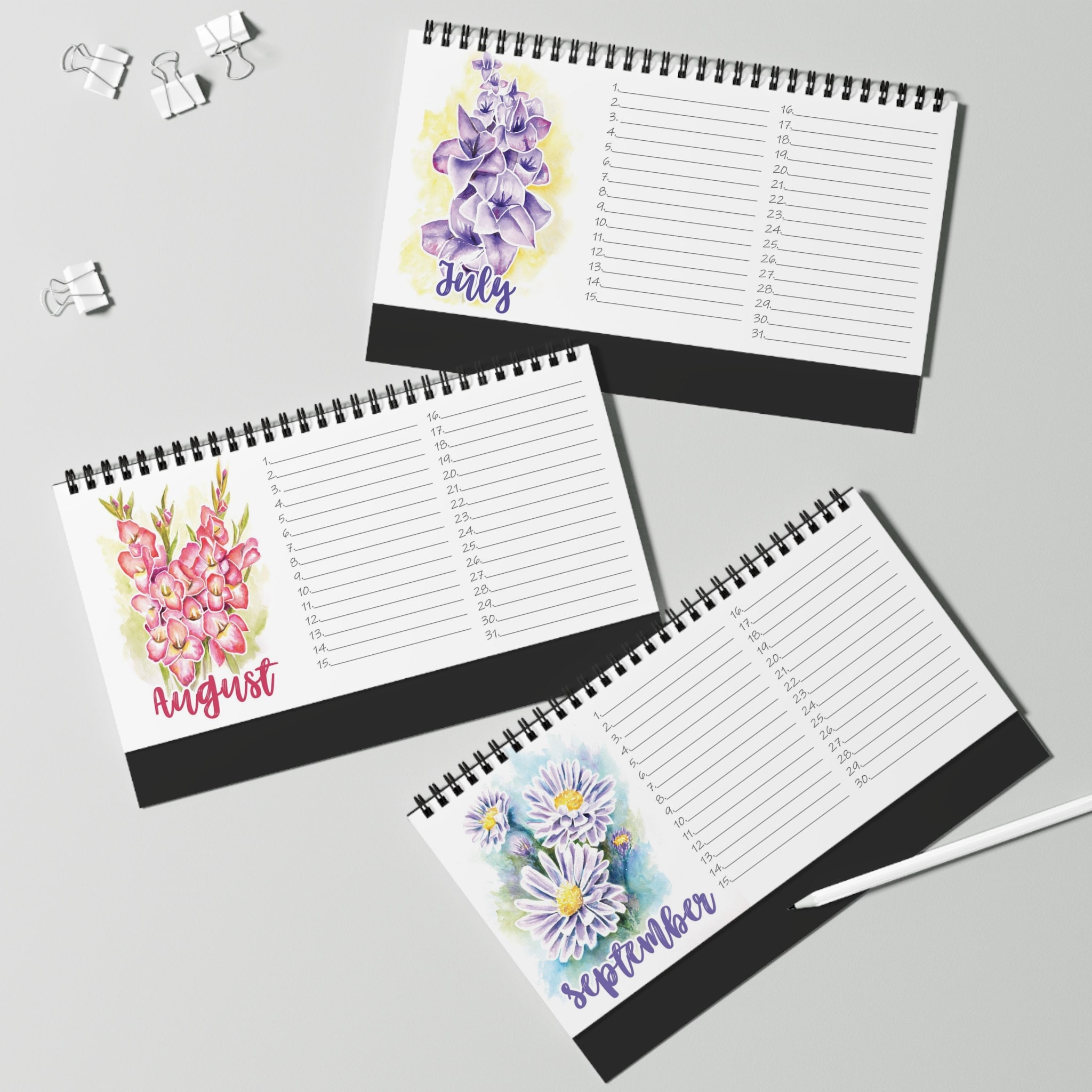Birth Month Flower Celebration Calendar Desk Calendar Floral Perpetual ...