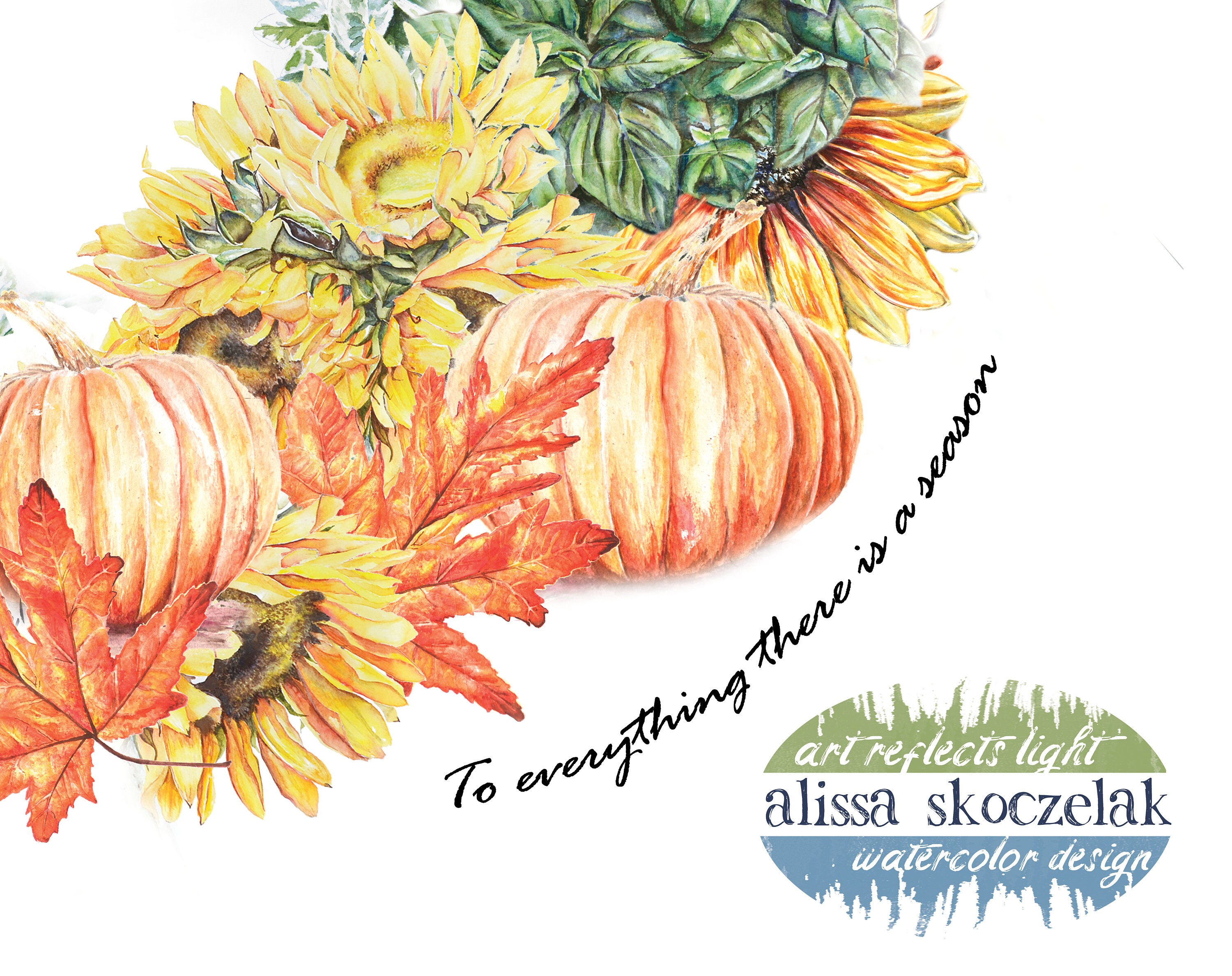 Four Season Watercolor Wreath Art Print-spring Summer Autumn - Etsy