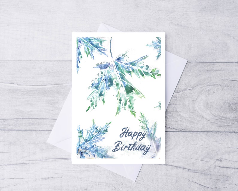 Printable Fall Happy Birthday Card Autumn Leaf Digital - Etsy