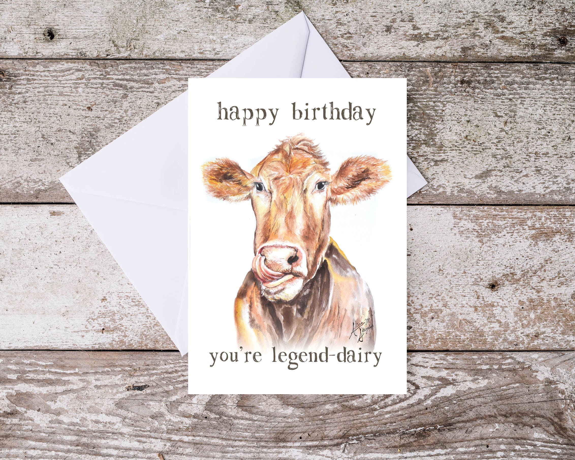 Funny Printable Cow Birthday Card Digital Download 5x7 Inch A7 ...