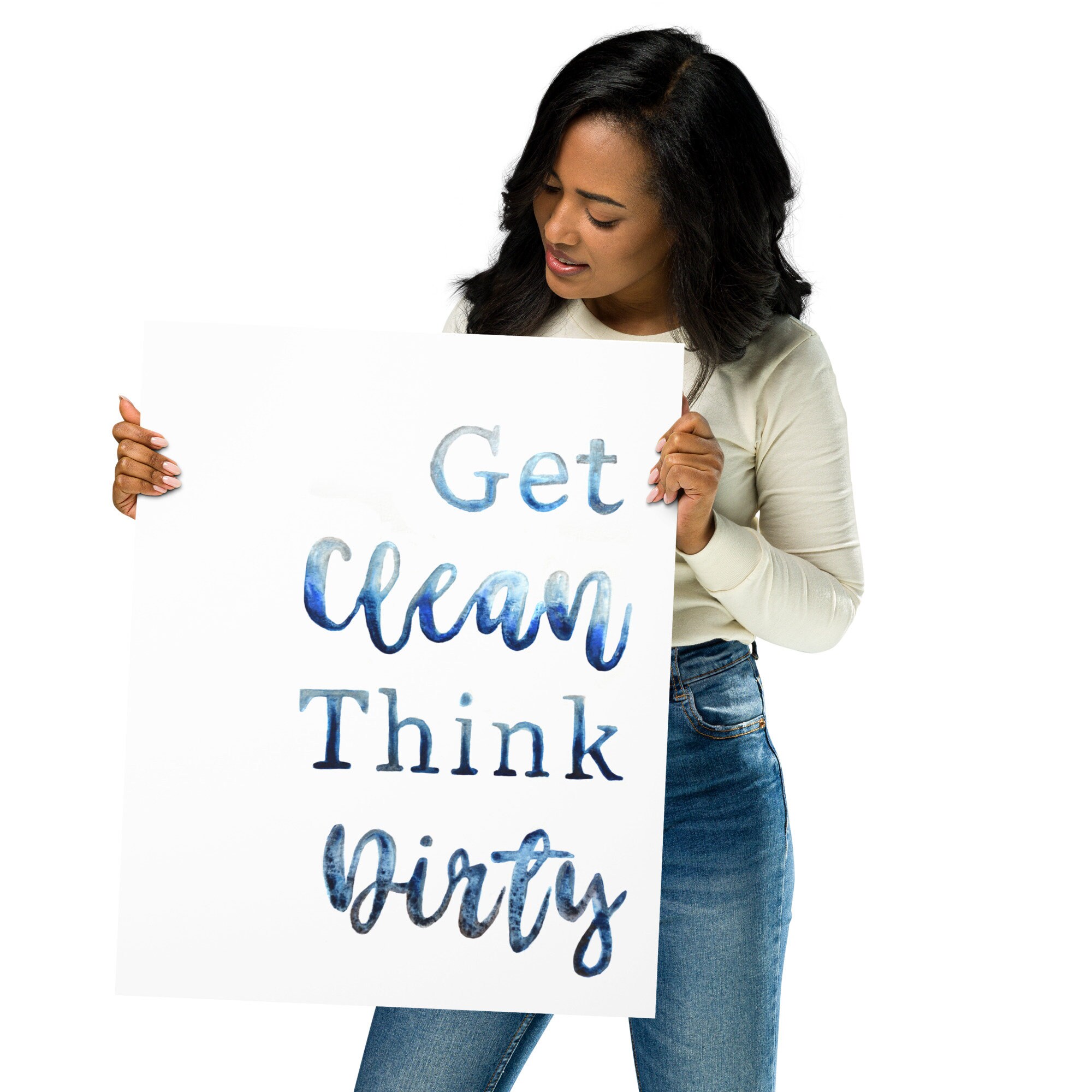 Funny Bathroom Sign | Bathroom Wall Art | Get Clean Think Dirty ...