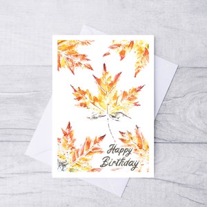 Printable Fall Happy Birthday Card ~ Autumn Leaf Digital Birthday Card ...