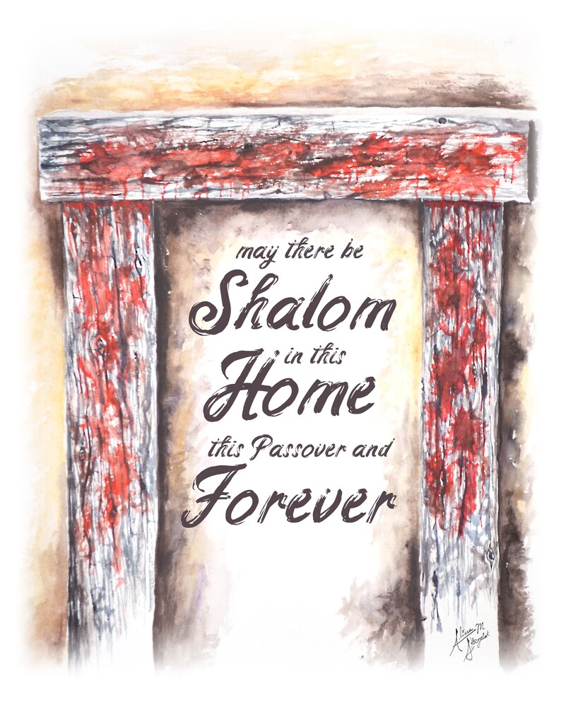 Passover Card Shalom Greeting Card Watercolor Jewish Holiday Card ...