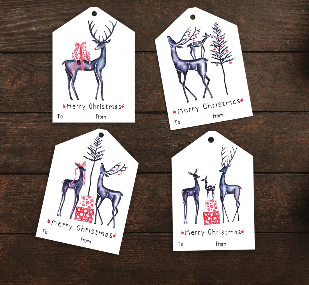 Reindeer Christmas Gift Tag Digital Download ~ Print Christmas Gift ...