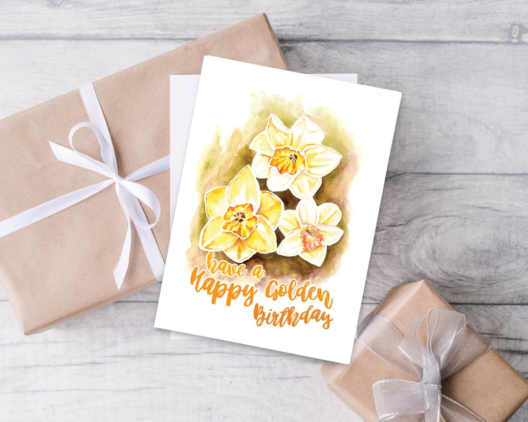 March Birthday Card March Birth Month Flower Card | Daffodil Card ...