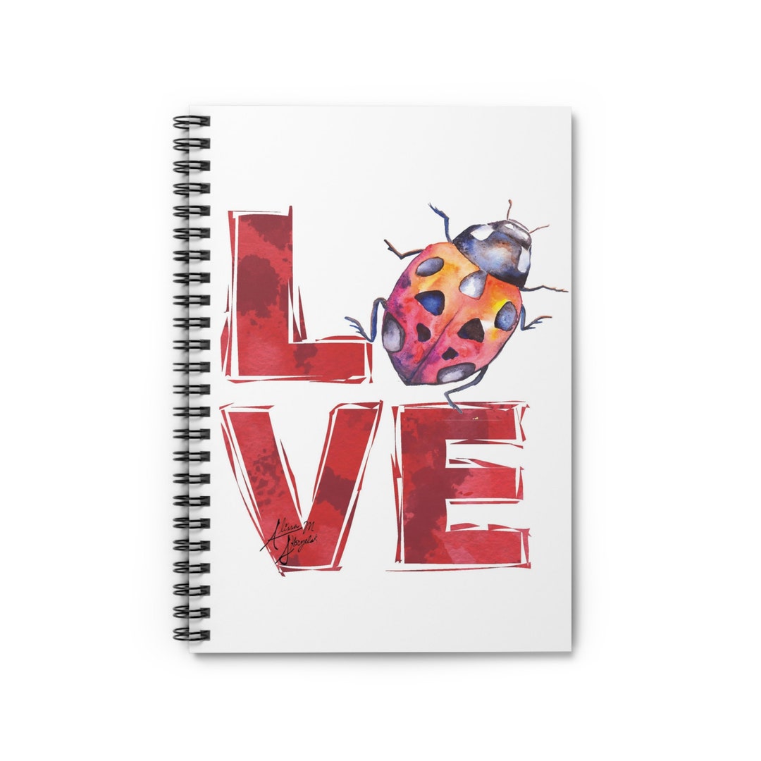 Love Bug Spiral Notebook ~ LOVE Lined A5 Journal ~ Love Bug Ladybug ...