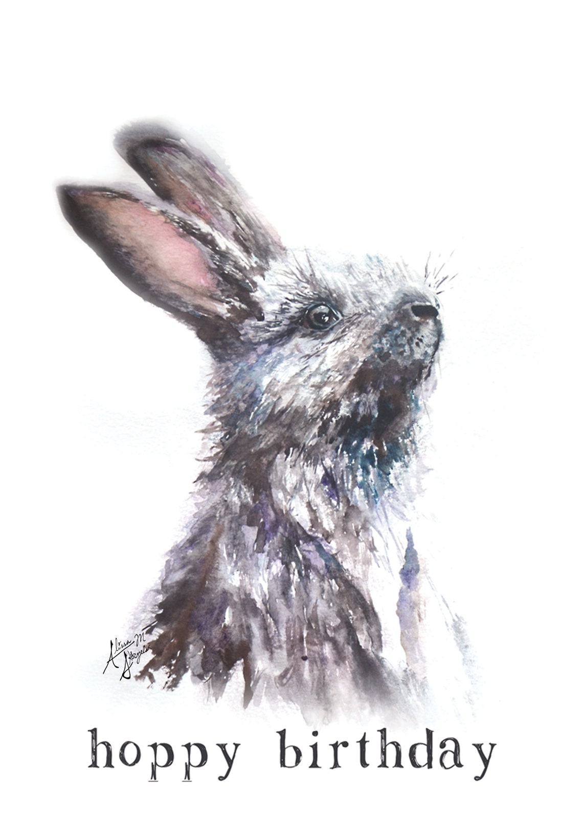 Bunny Birthday Card hoppy Birthday A2 or A7 Happy - Etsy