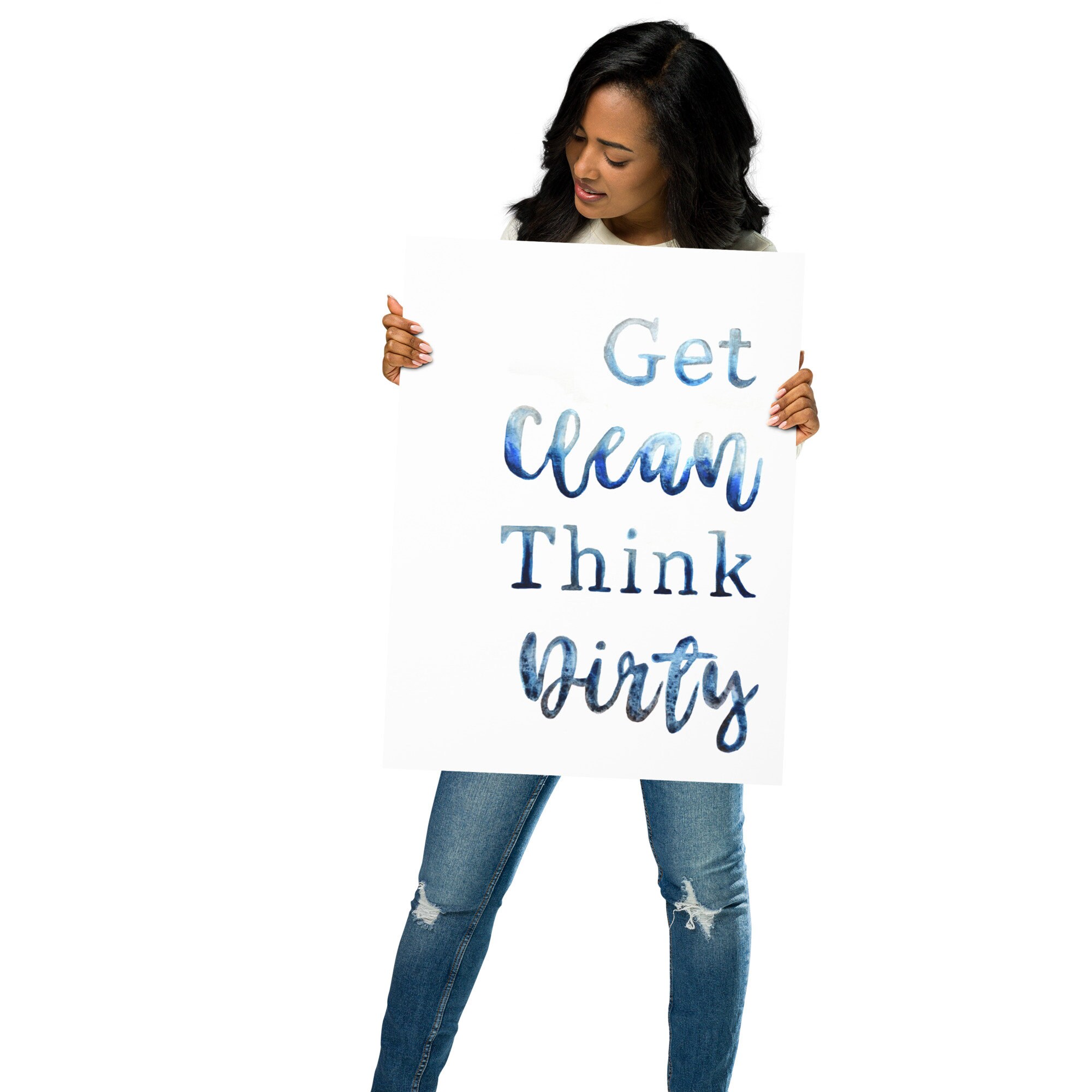 Funny Bathroom Sign | Bathroom Wall Art | Get Clean Think Dirty ...