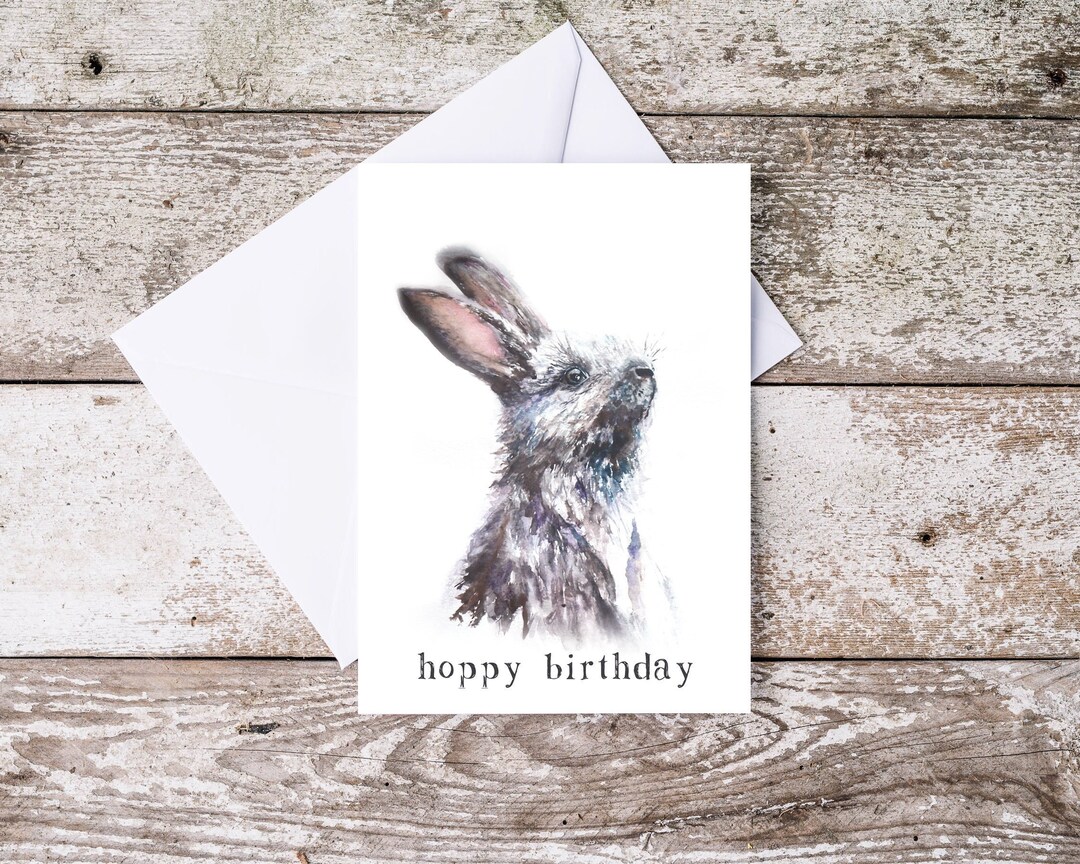 Bunny Birthday Card "hoppy Birthday" A2 or A7 Happy Birthday Card ...