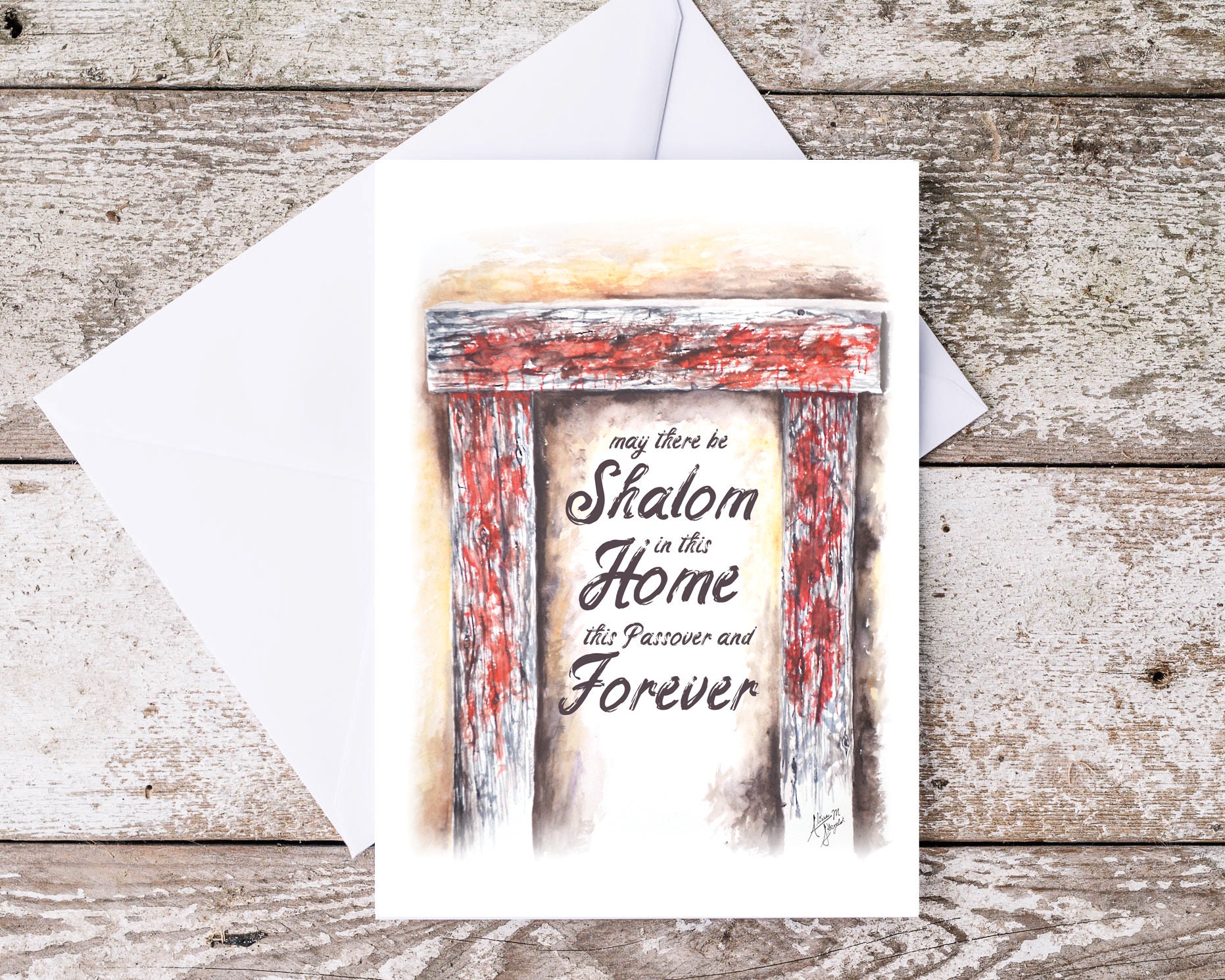 Digital Passover Doorway Watercolor Wall Art Happy Pesach Gift: Shalom ...