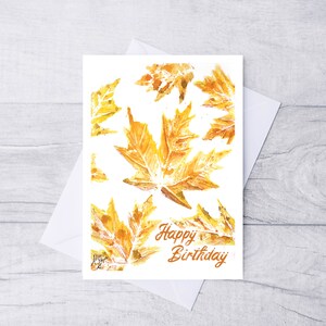 Printable Fall Happy Birthday Card ~ Autumn Leaf Digital Birthday Card ...