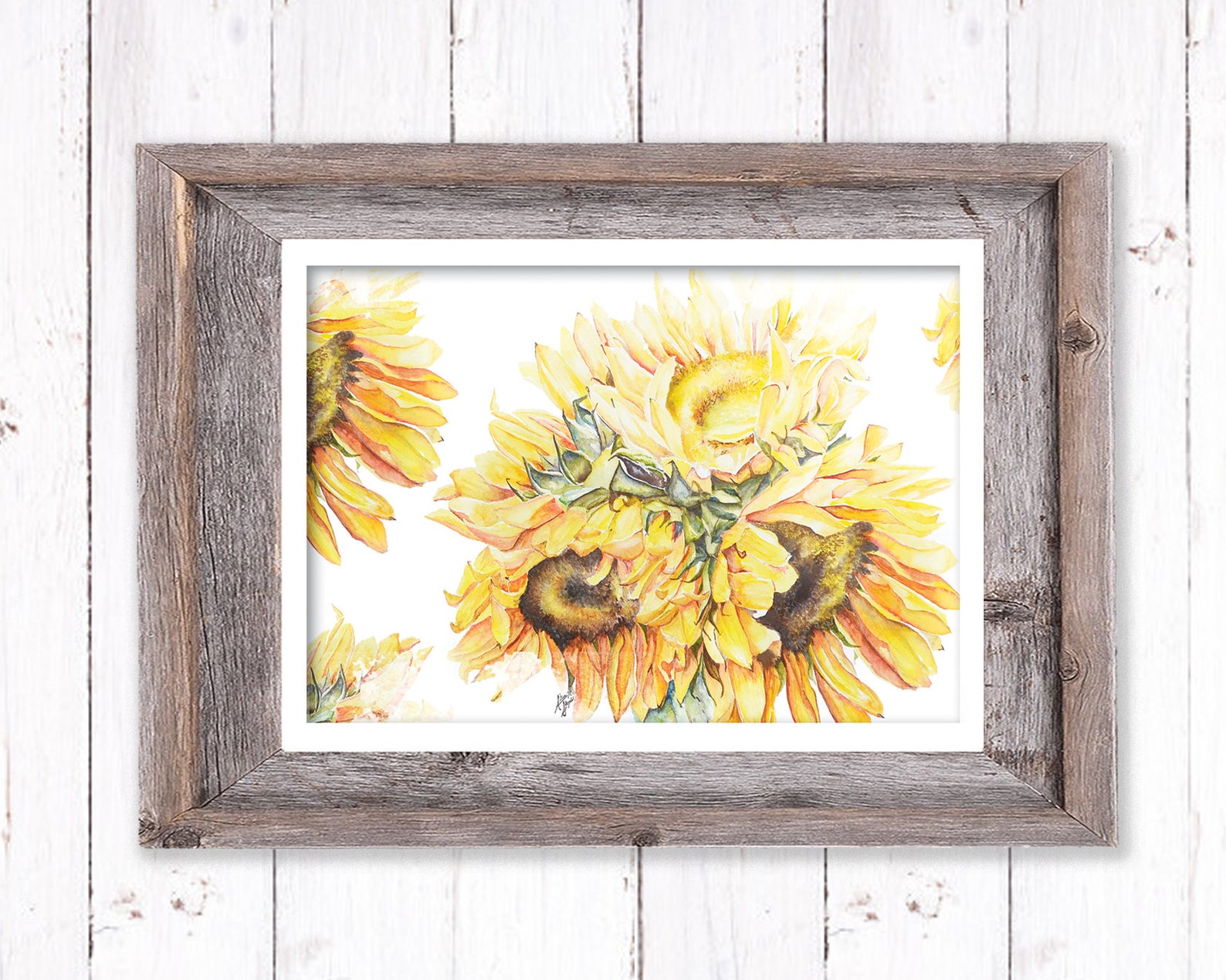 Sunflower Card Watercolor Sunflower Art Print Note Card Set W ...