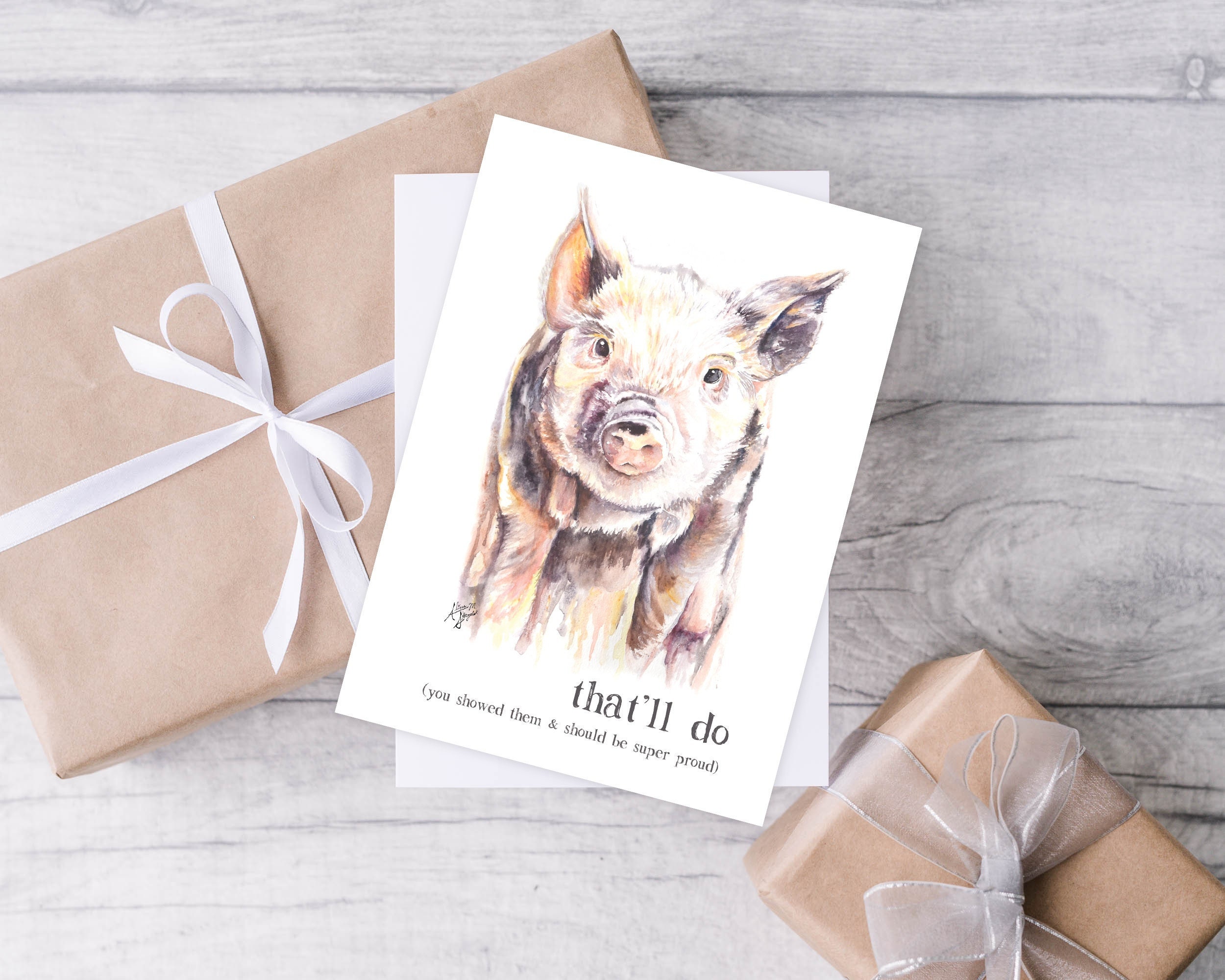 That'll Do Pig Congratulations Card Graduation Card Spring Pig ...