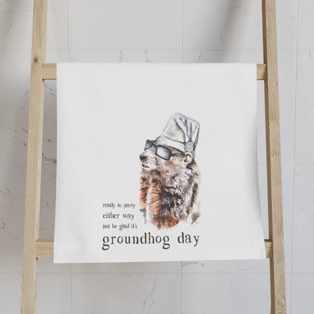 Groundhog Day Tea Towel | 16 X 28 Inch Hand Towel | Punxsutawney Phil ...