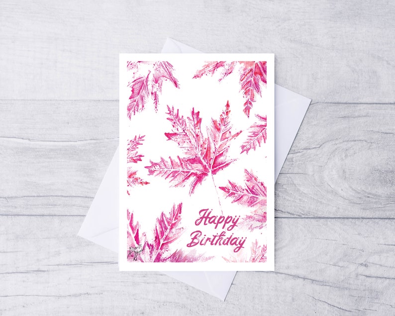 Printable Fall Happy Birthday Card Autumn Leaf Digital - Etsy