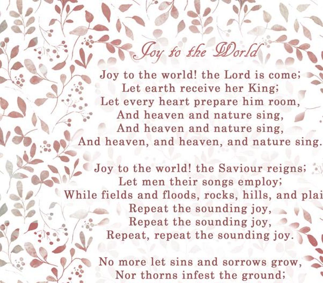 Joy to the World Christmas Song Printable | Hymn Digital Download ...