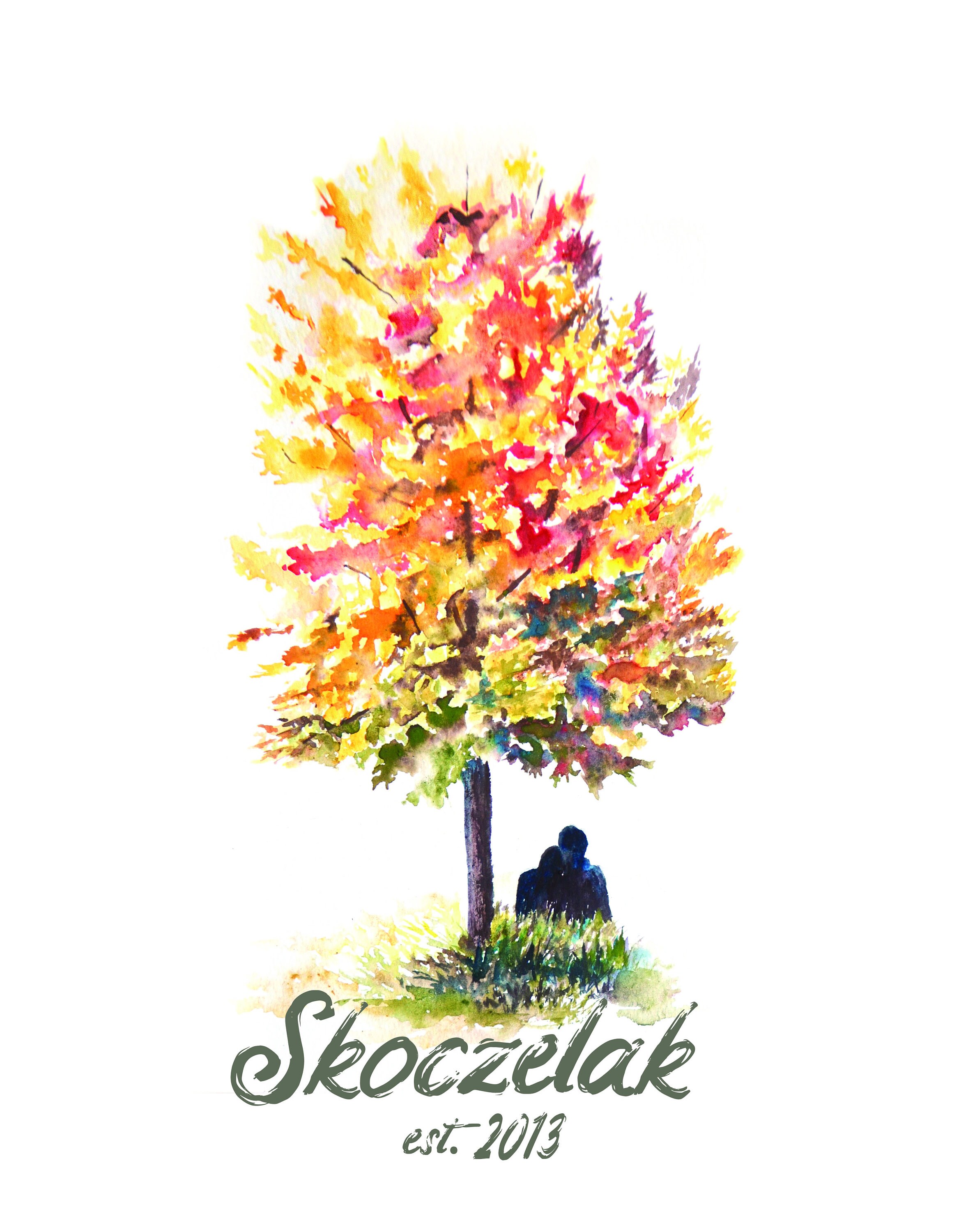 Custom Last Name Fall Tree Art Print Couple Under Autumn - Etsy