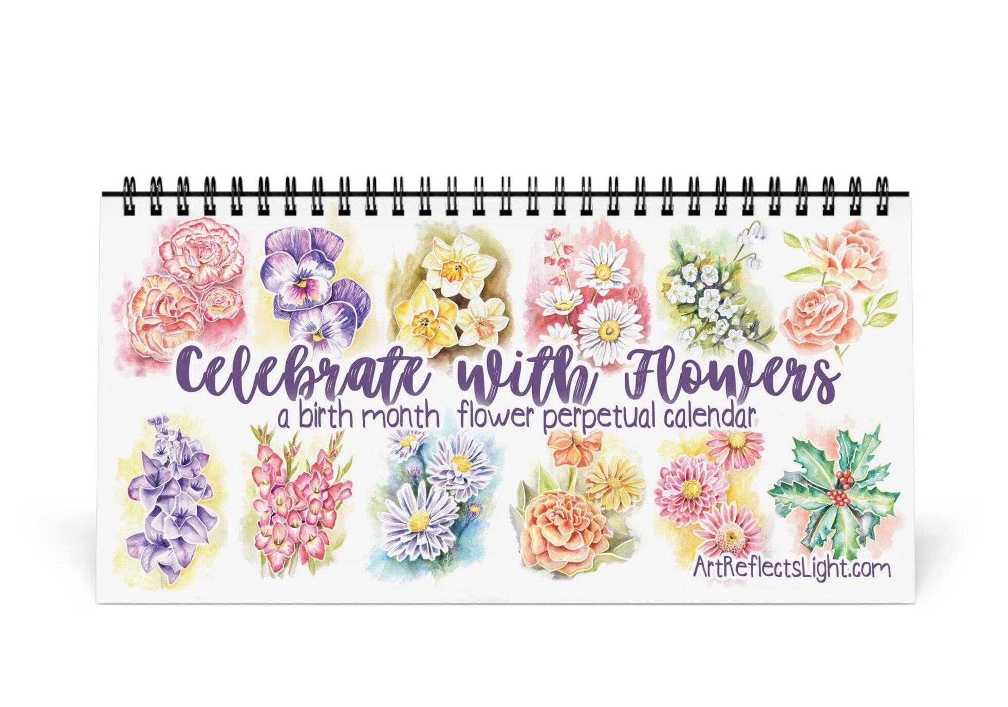 Birth Month Flower Celebration Calendar Desk Calendar Floral Perpetual ...
