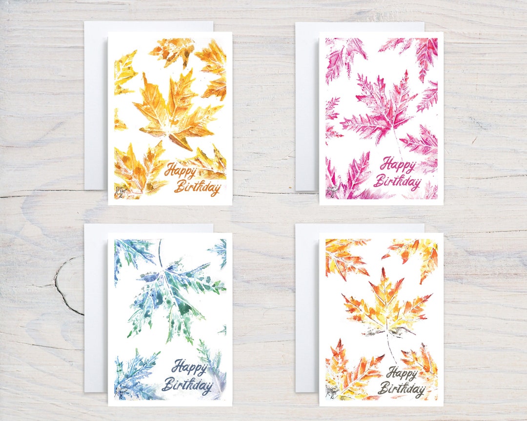 Printable Fall Happy Birthday Card ~ Autumn Leaf Digital Birthday Card ...