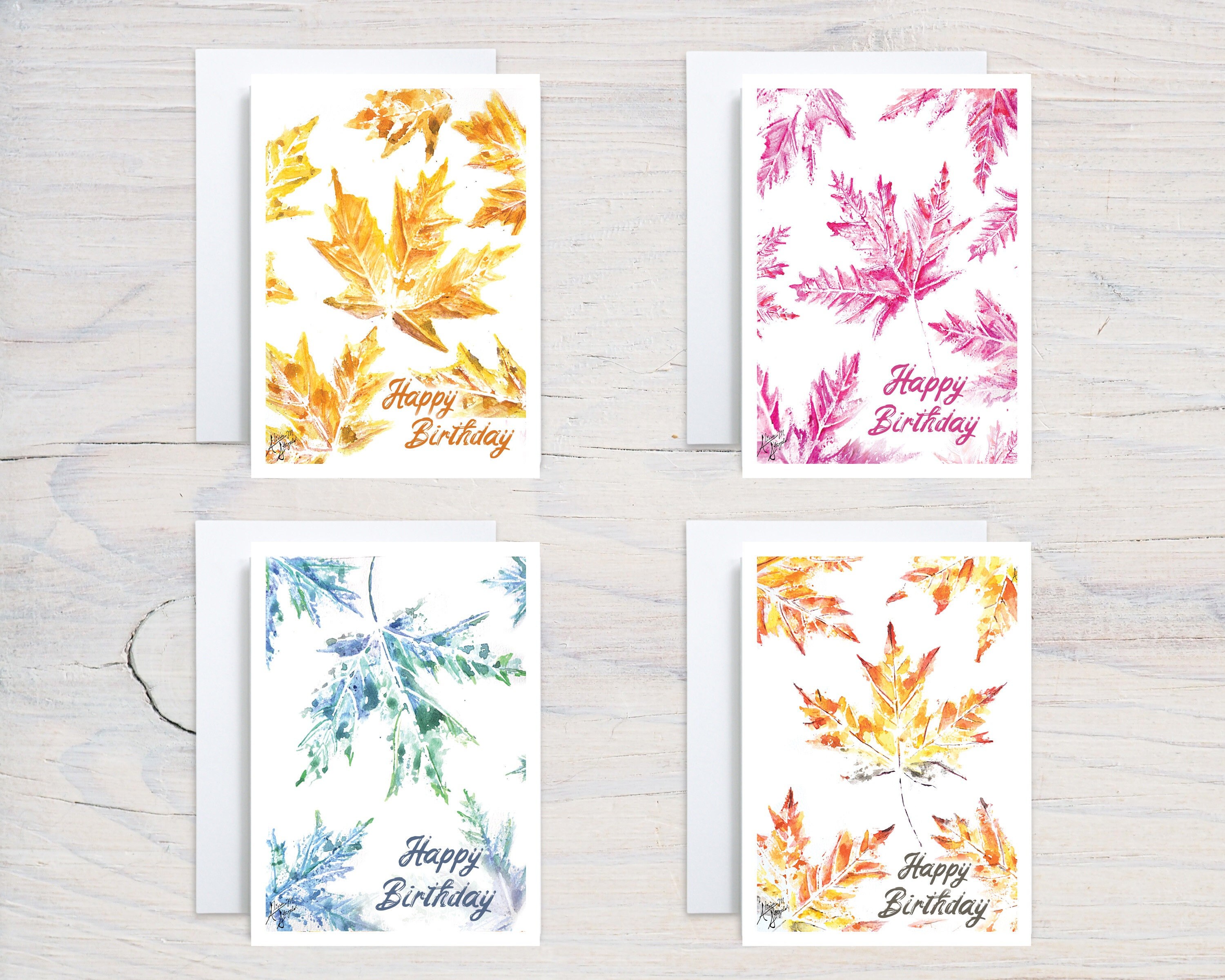 Printable Fall Happy Birthday Card Autumn Leaf Digital Birthday Card ...