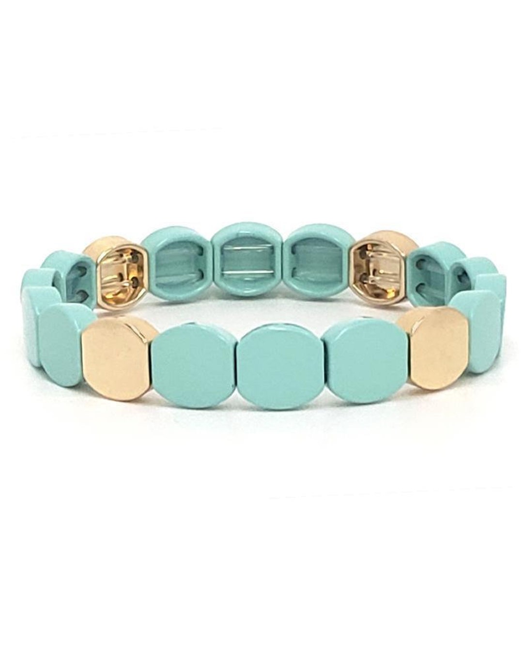 Rainbow Enamel Tile Bracelet Enamel Bracelet in Gold and Mint - Etsy