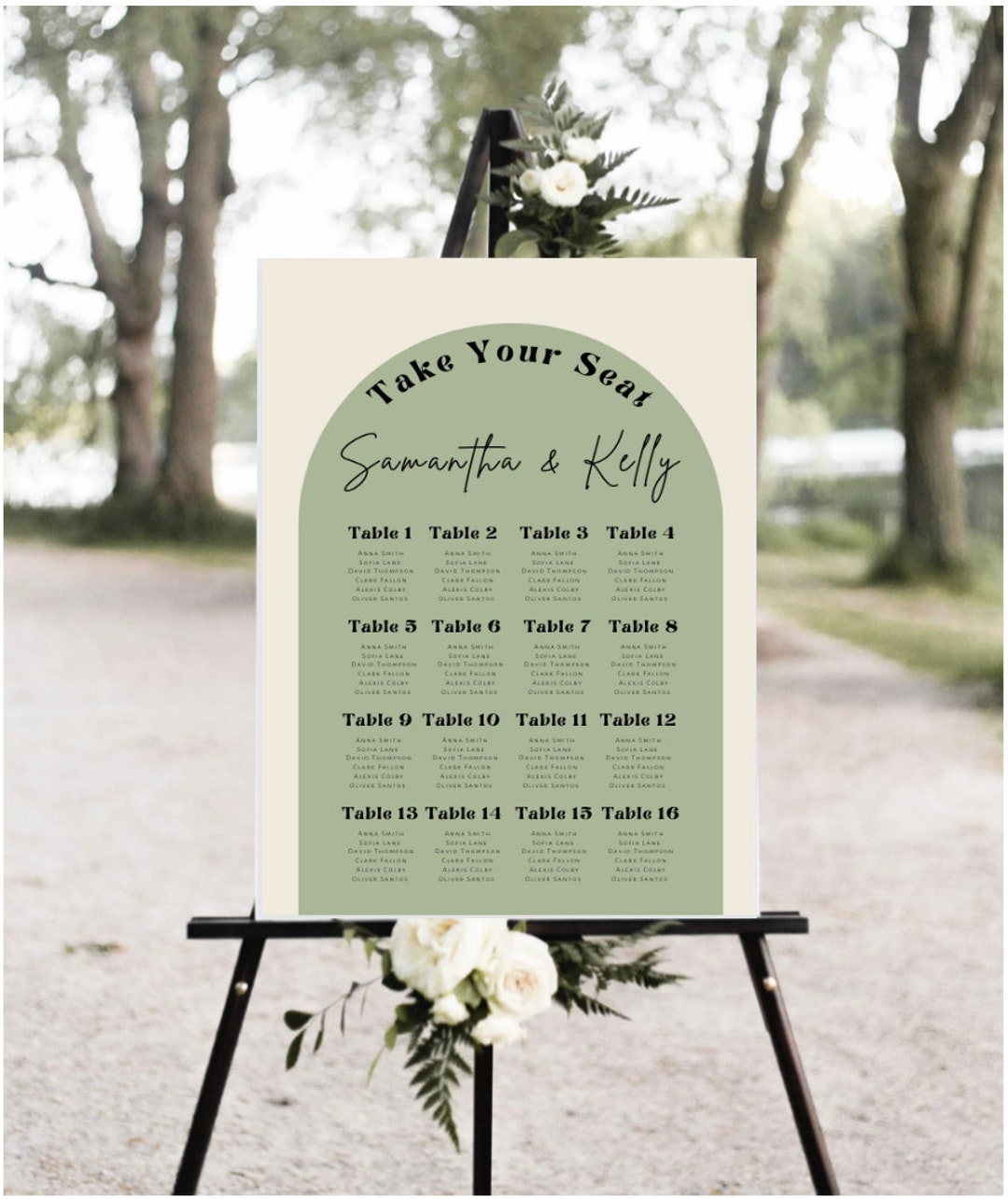 Sage Green Arch Wedding Seating Chart Board Sign | Personalized Guest ...