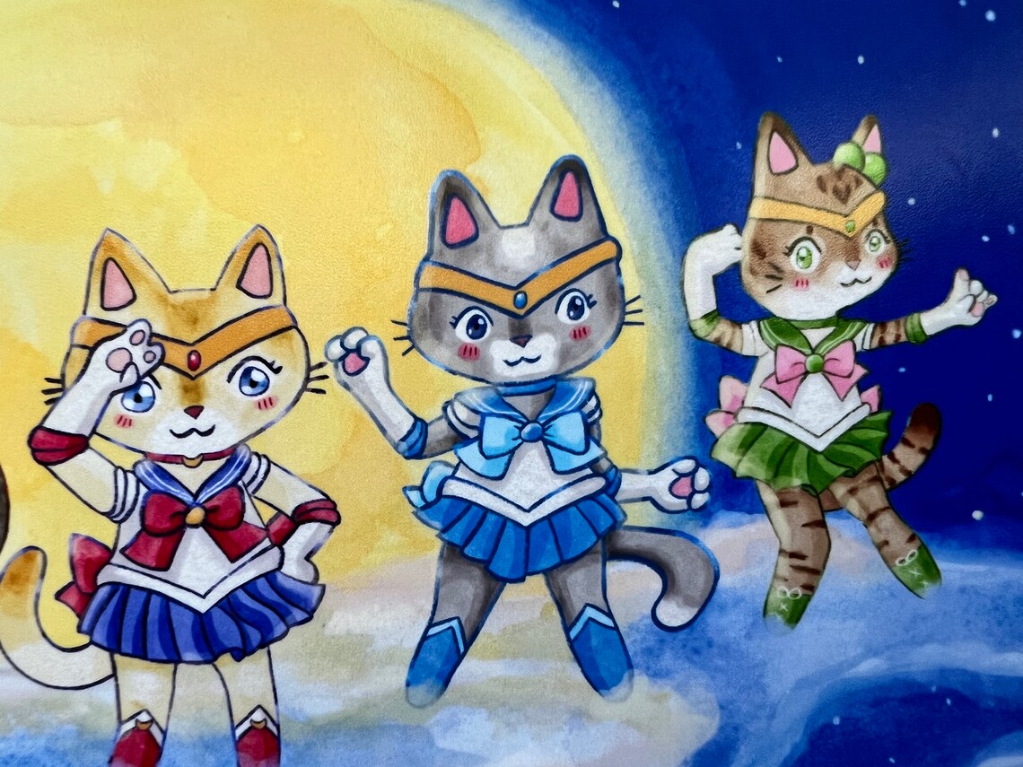 The Kitty Sailor Guardians Anime Inspired Art Print 5x7 and | Etsy
