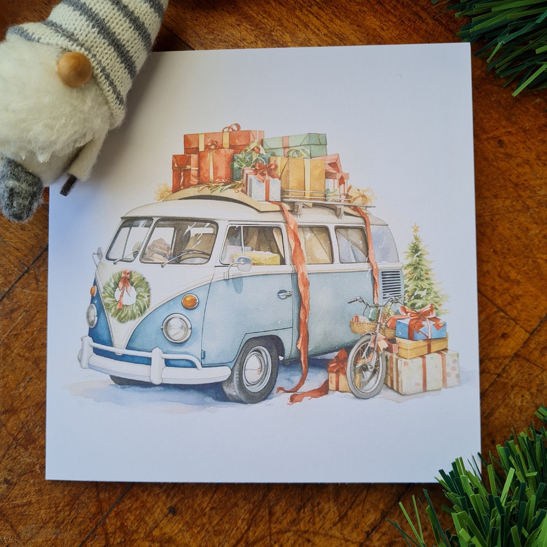 Campervan Vanlife VW Bus Christmas Card - Etsy