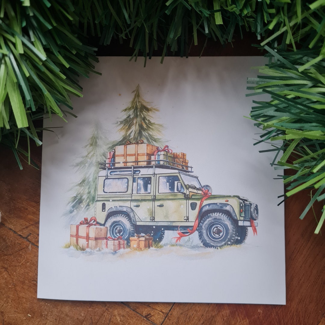 Landrover Defender 4x4 Christmas Card Watercolour - Etsy UK