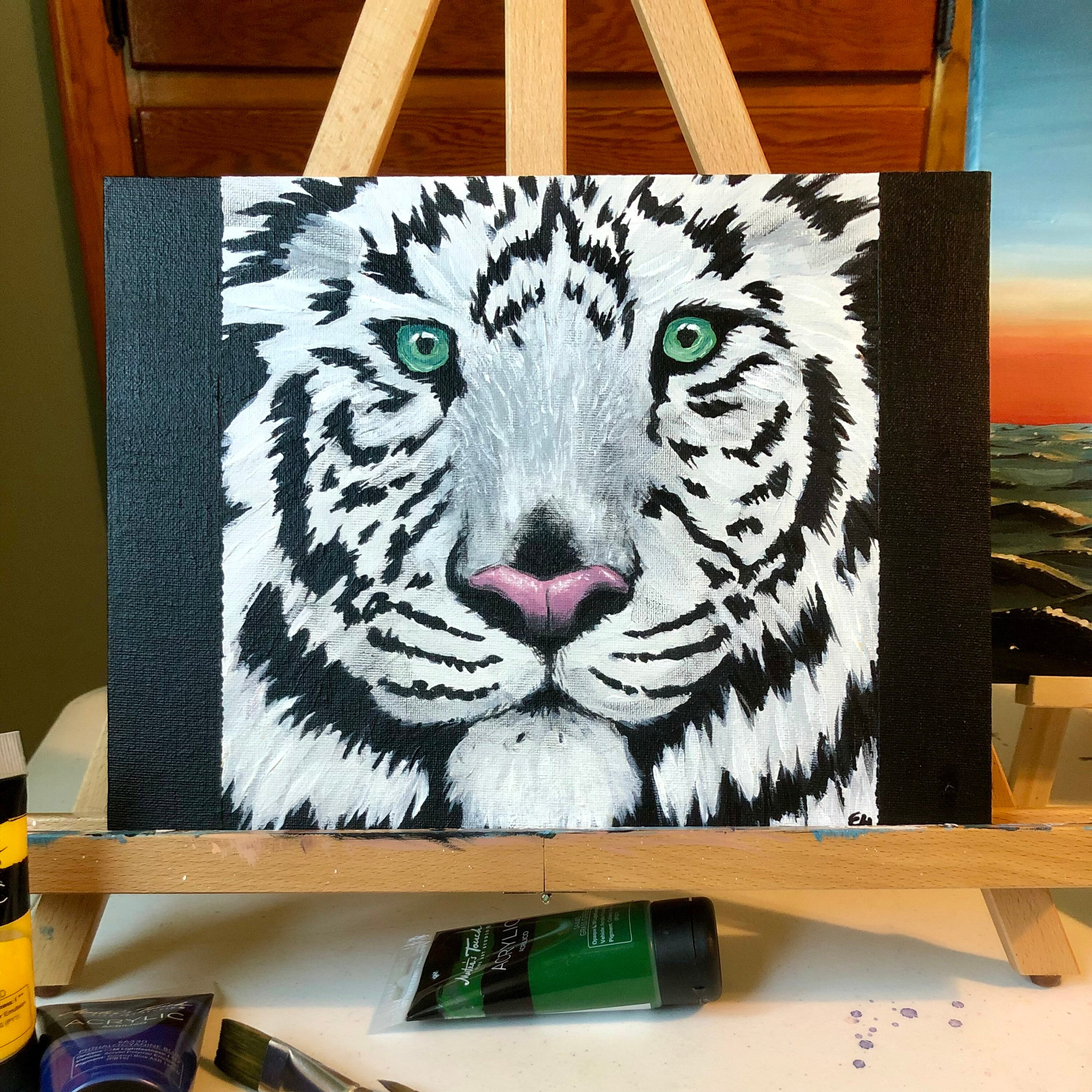 White Tiger Acrylic Painting