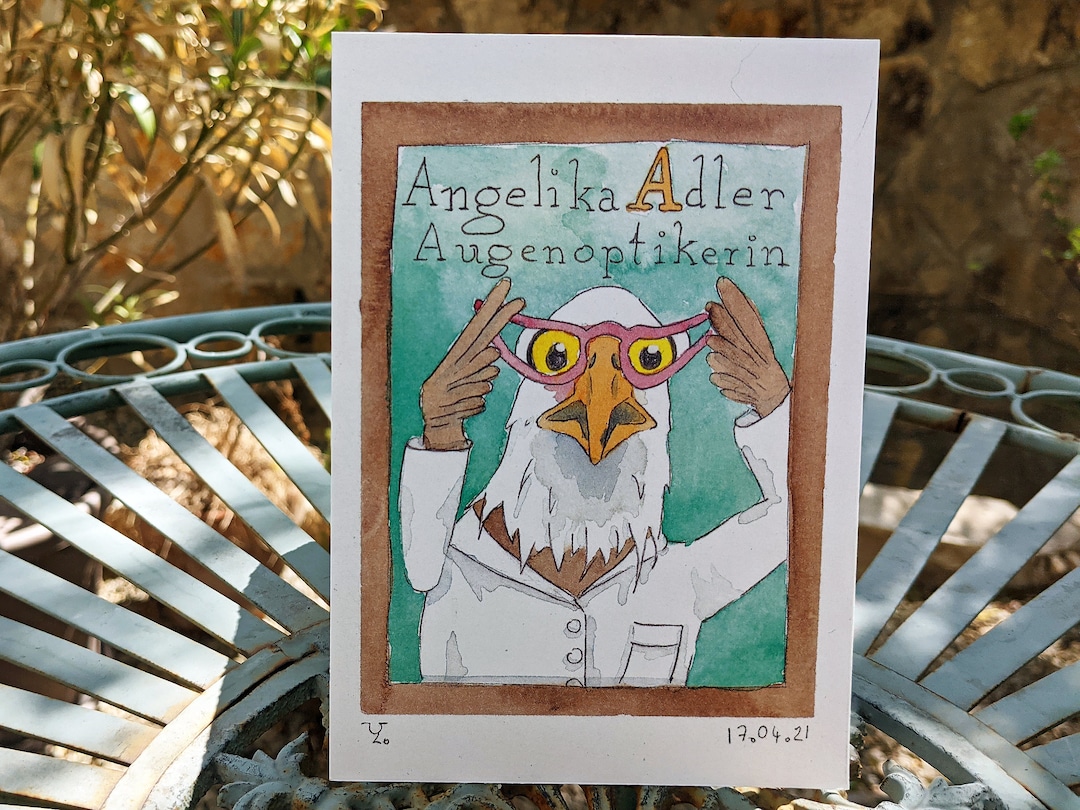 Y's Animal Alphabet: Angelika Adler, Optometrists the Postcard - Etsy