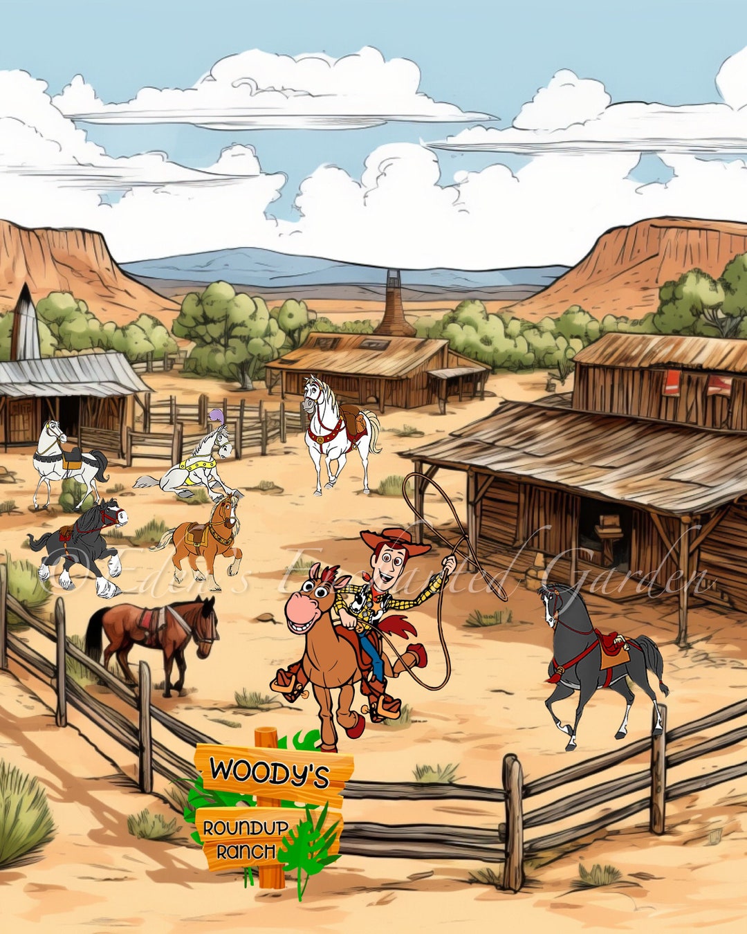 Artistic Printable Roundup Ranch - Etsy