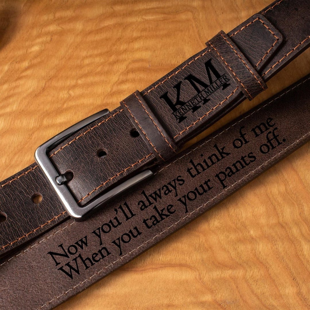 Personalized Leather Belt - Custom Engraved Belt for Groomsmen, Bestman ...