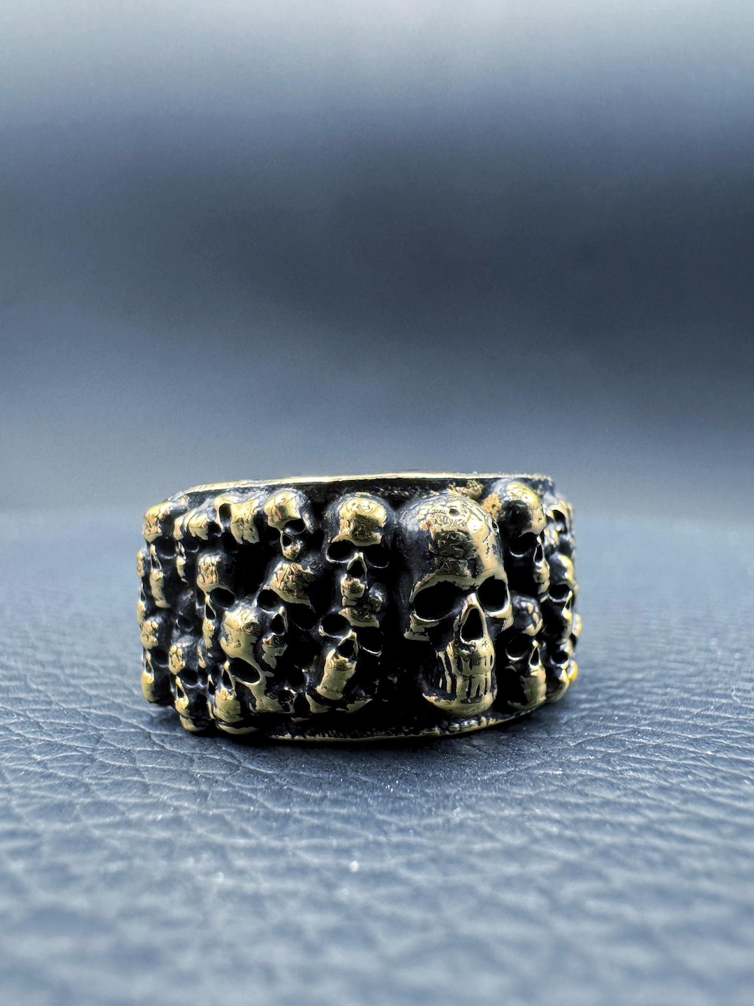 Brass Ring, the Gathering Skulls Ring, Gothic Vintage Oxidation Style ...