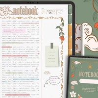Landscape Digital Notebook B&W, Hyperlinked Tabs, Note Templates for ...