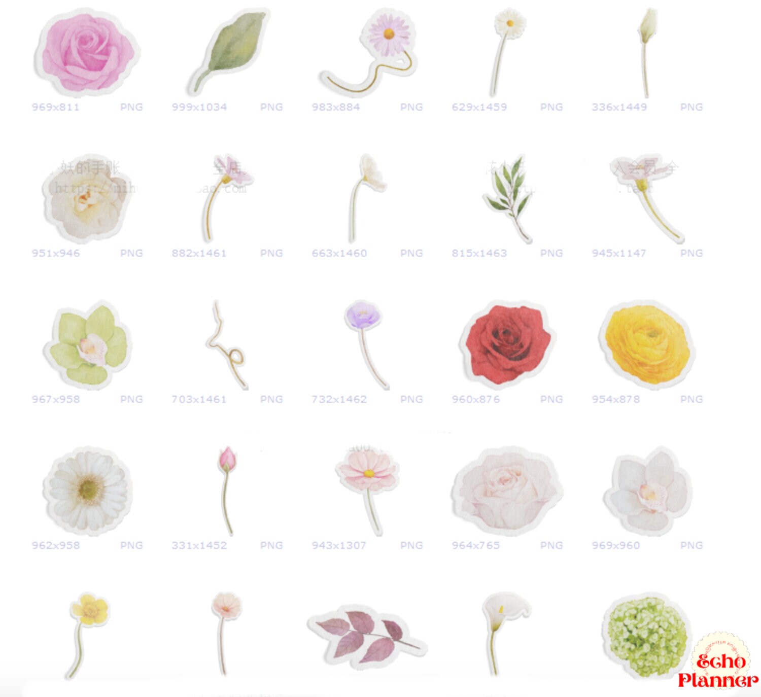 Watercolor Floral Digital Sticker Book for Digital Planner - Etsy