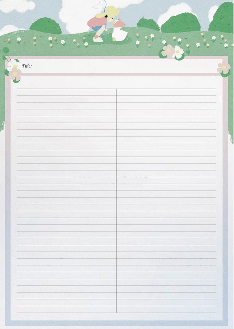 Cute Note Paper Templates | Cartoon Notebook Page Templates | iPad ...