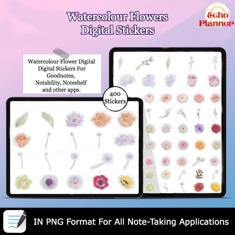 Watercolor Floral Digital Sticker Book for Digital Planner - Etsy
