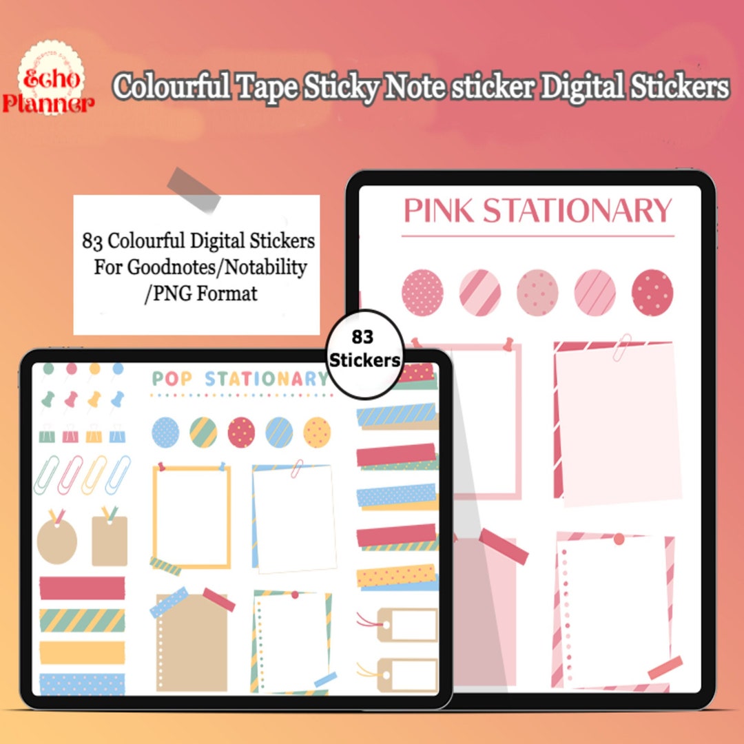 Digital Sticky Notes: Colorful Planner Stickers for Goodnotes (PNG) - Etsy