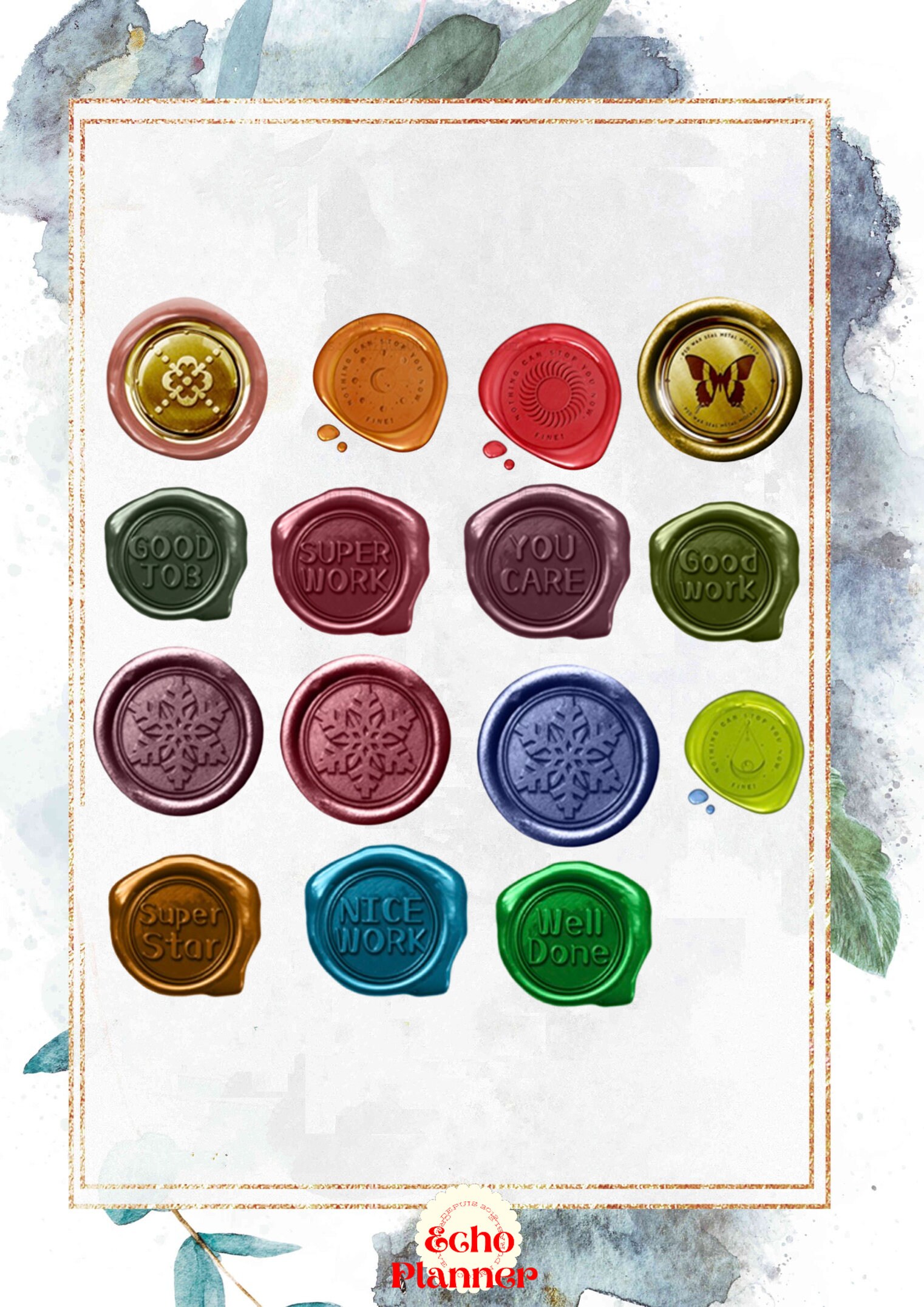 Wax Seal Digital Stickers Botanical Sealing Stickers Daily - Etsy