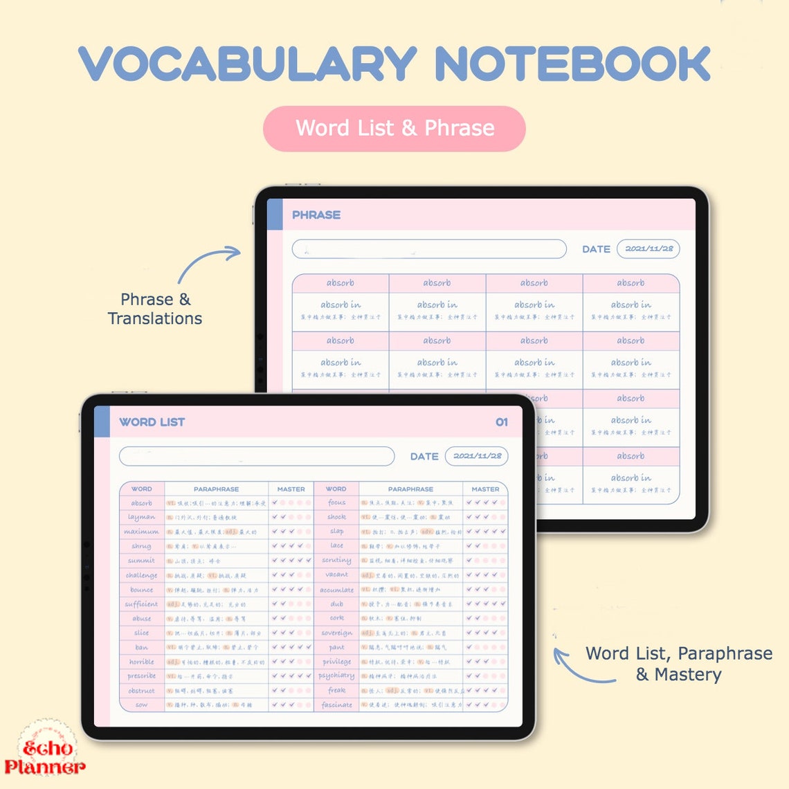 Language Learning Planner and Notebook Grammar Digital - Etsy