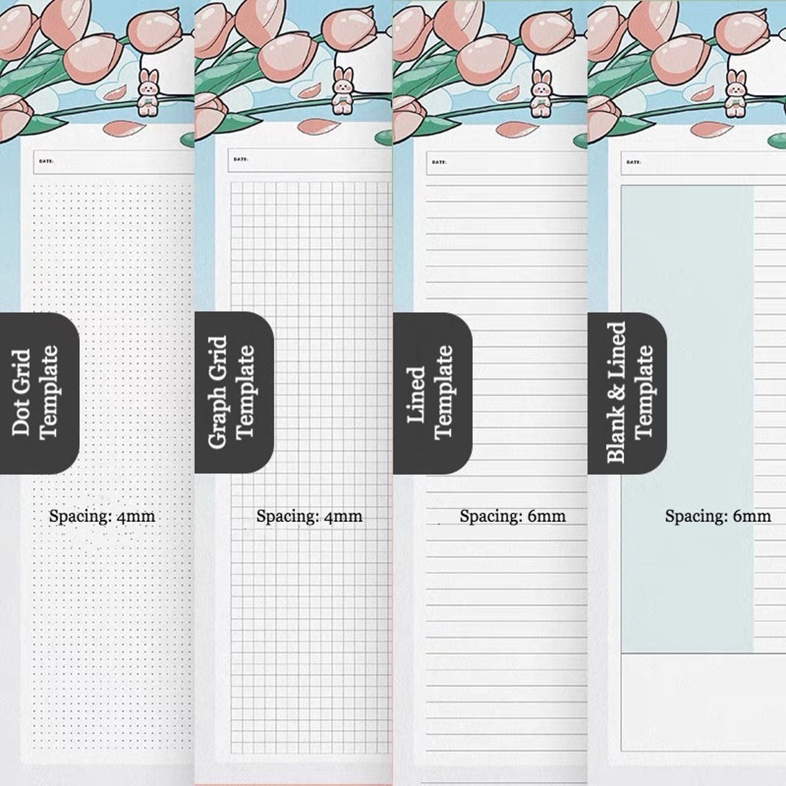Colourful Floral Digital Note Paper Templates | Digital Cornell Notes ...