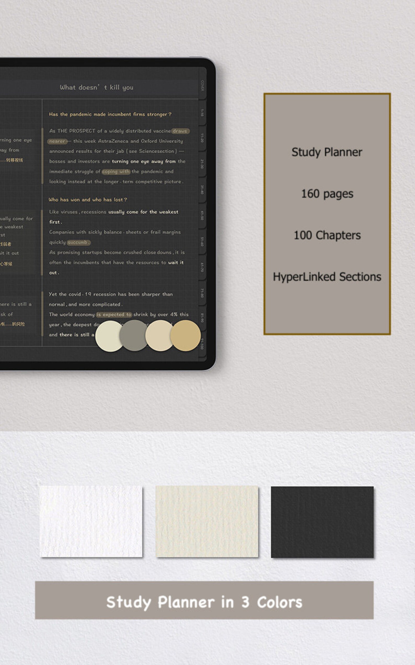 Digital Student Planner With Hyper Linked Tabs Colour Stickers - Etsy