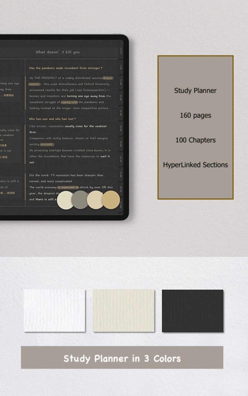 Digital Student Planner With Hyper Linked Tabs Colour Stickers - Etsy